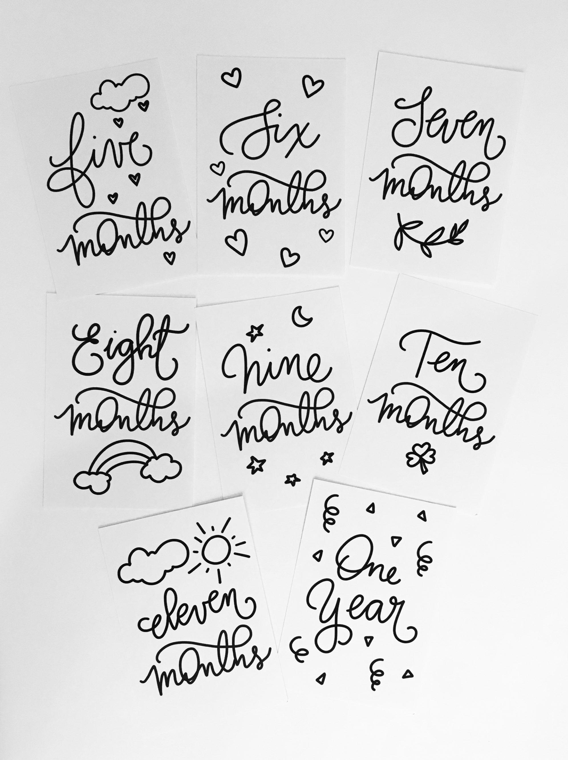 calligraphy and illustration: printable baby milestones cards – Andrea ...